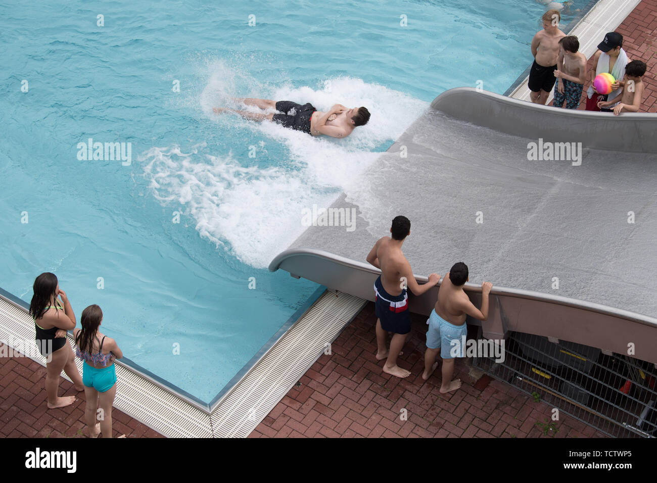 Berlin, Germany. 10th June, 2019. At high speed, a participant in the ...