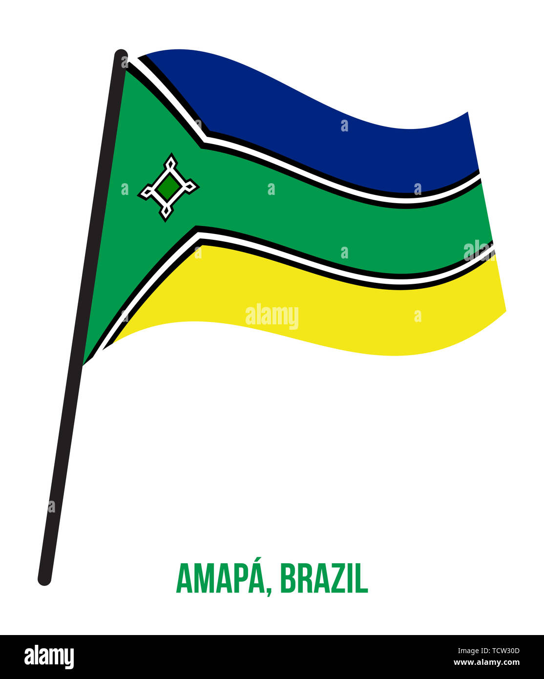 Amapa Flag Waving Vector Illustration on White Background. States Flag ...