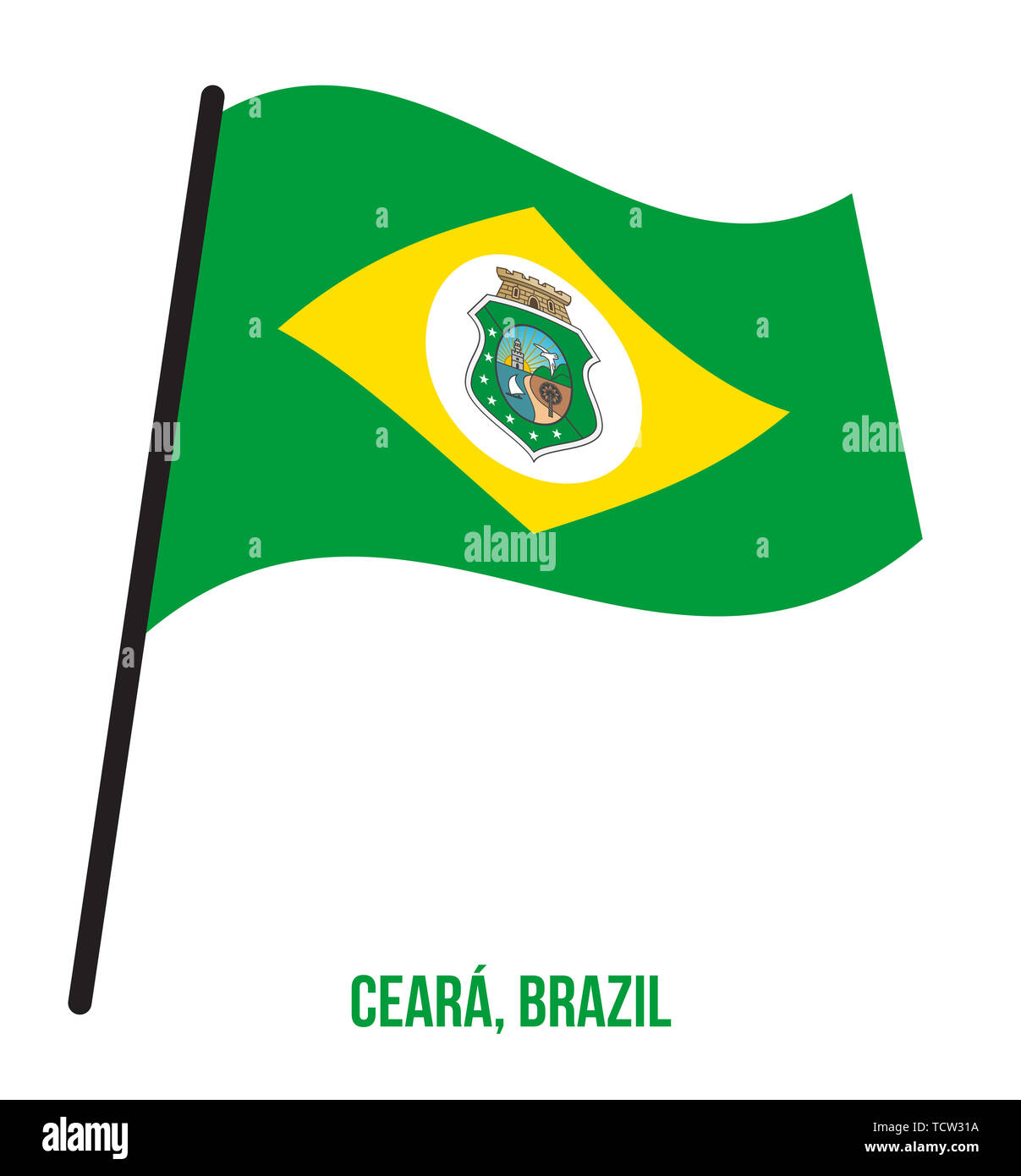 Ceara Flag Waving Vector Illustration on White Background. States Flag ...