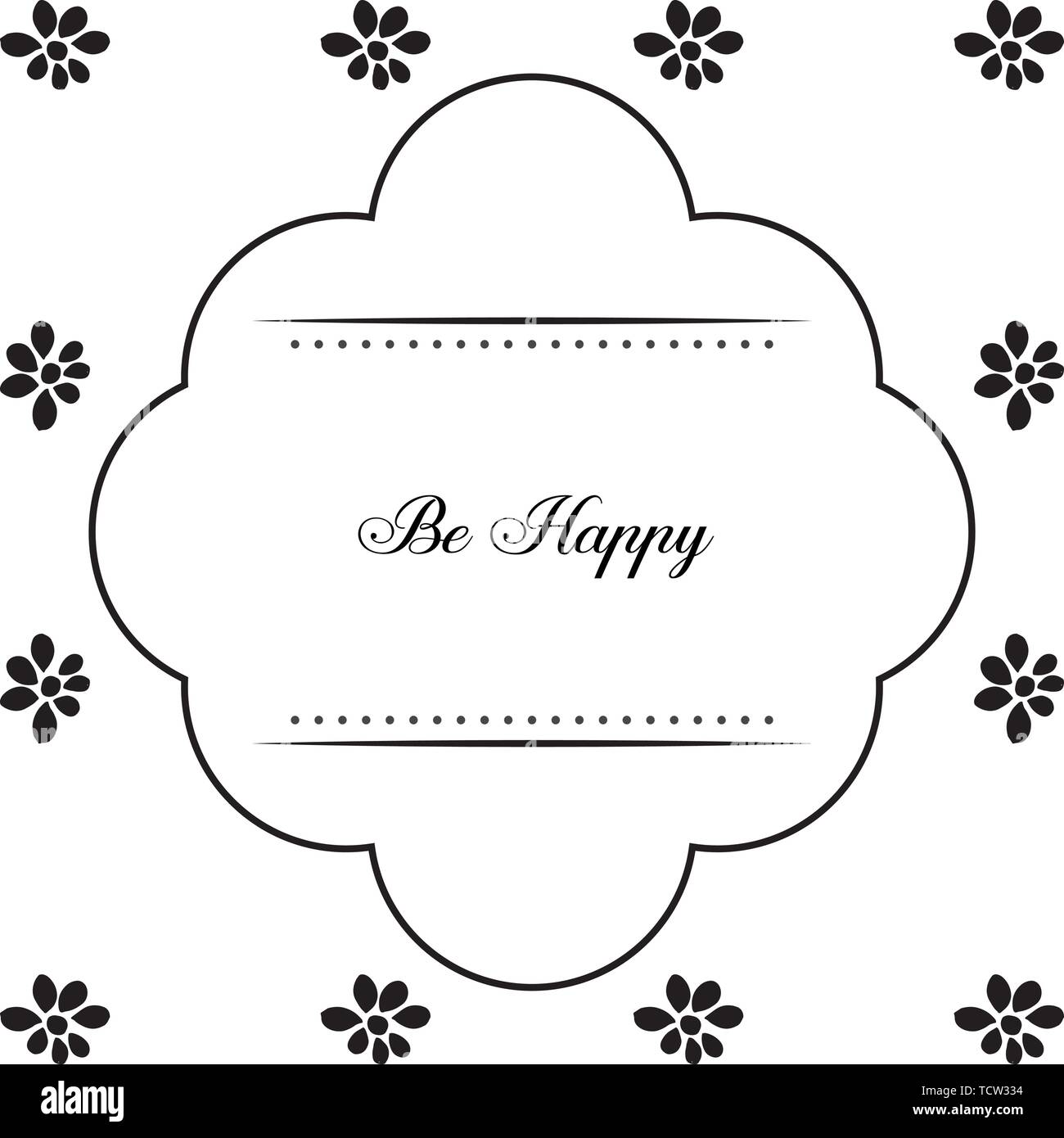Vector illustration greeting card be happy with wallpaper design wreath ...