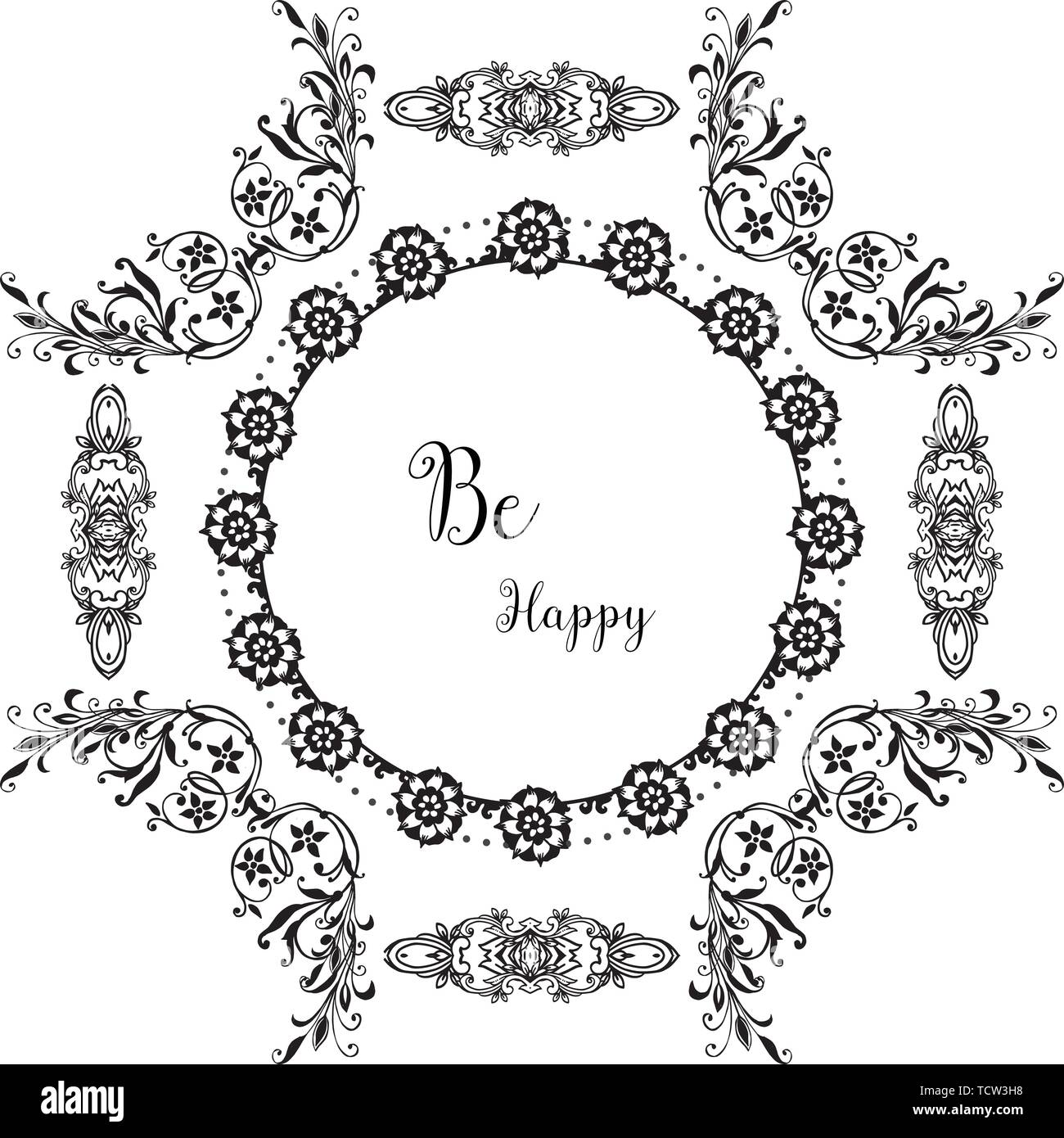Vector illustration various pattern flower frame for decoration writing ...