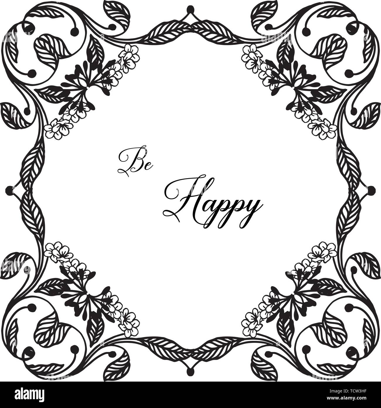 Vector illustration greeting card be happy with design modern flower ...