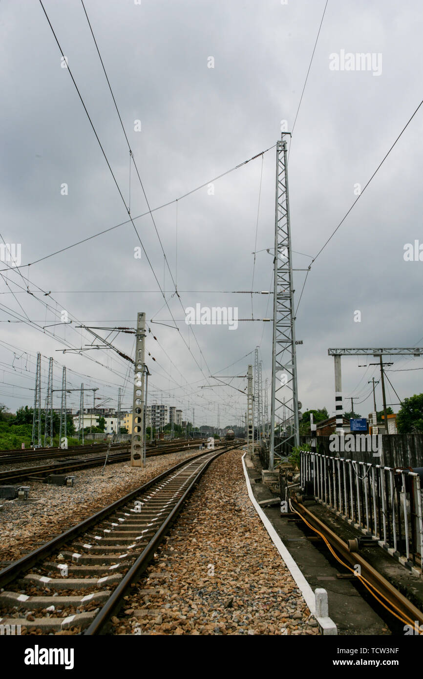The longitudinal and horizontal lines of the railway Stock Photo - Alamy