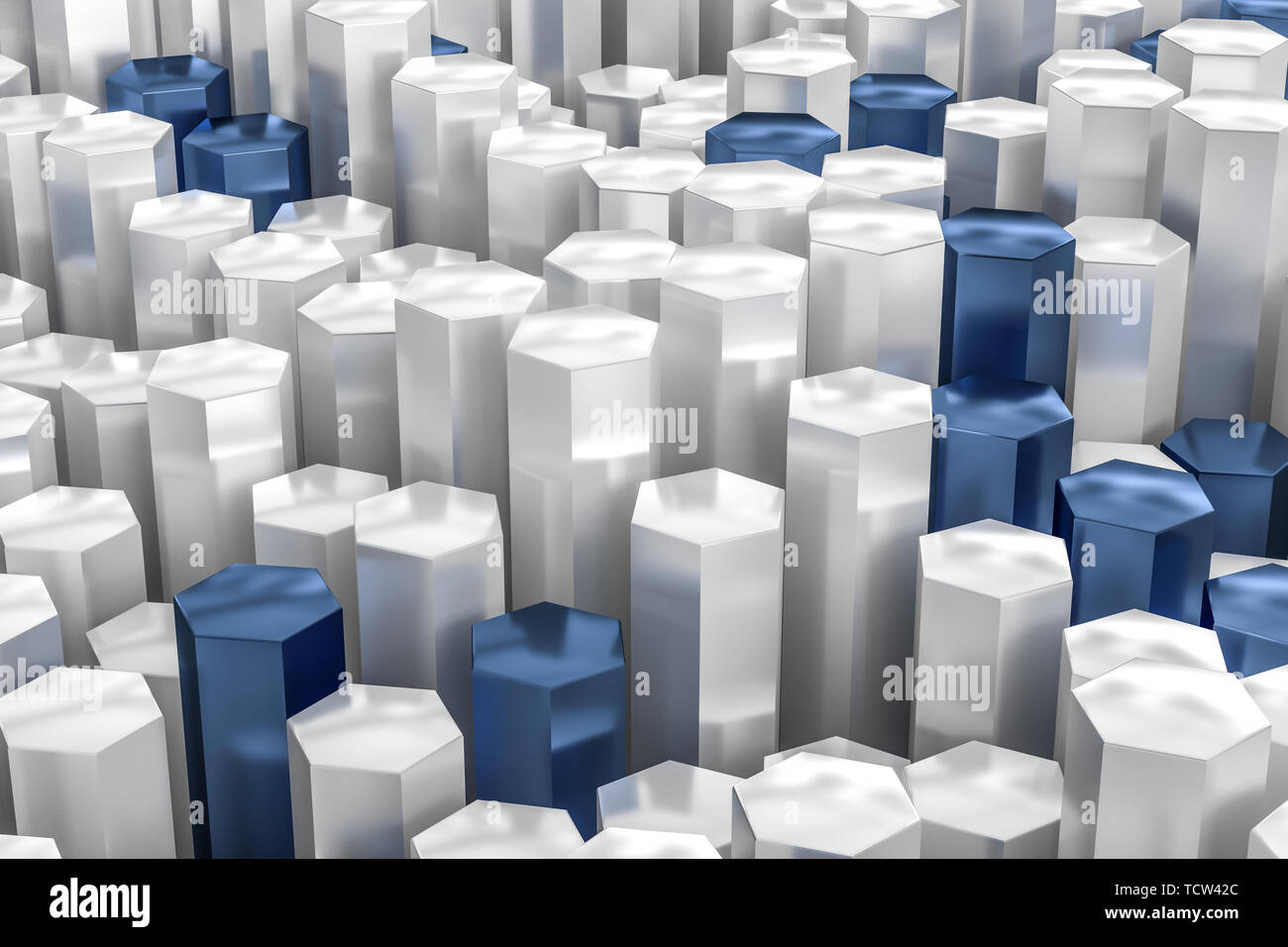 Hexagonal column dispersion, three-dimensional rendering Stock Photo ...