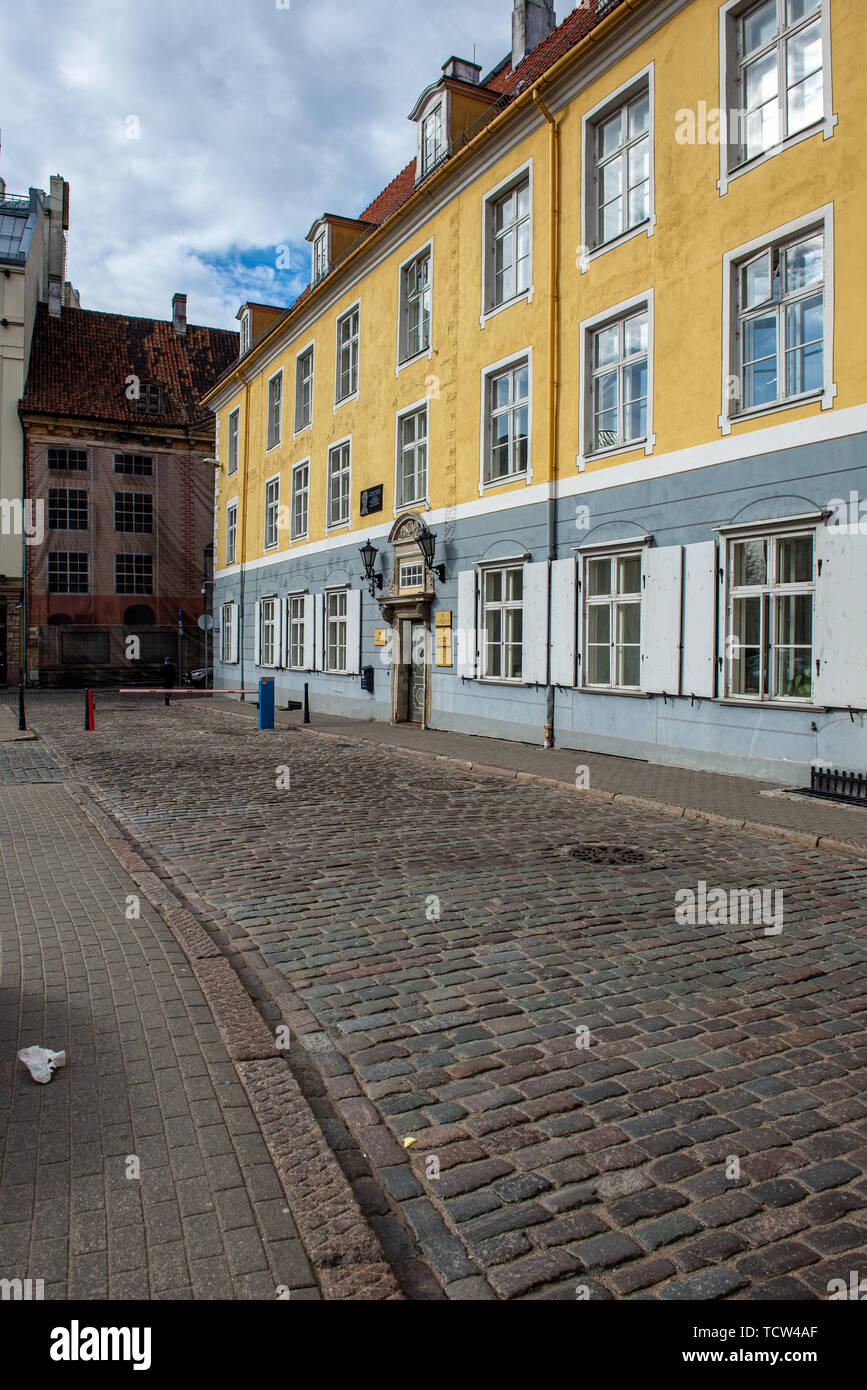 architecture details of buildings and streets in Riga city center ...