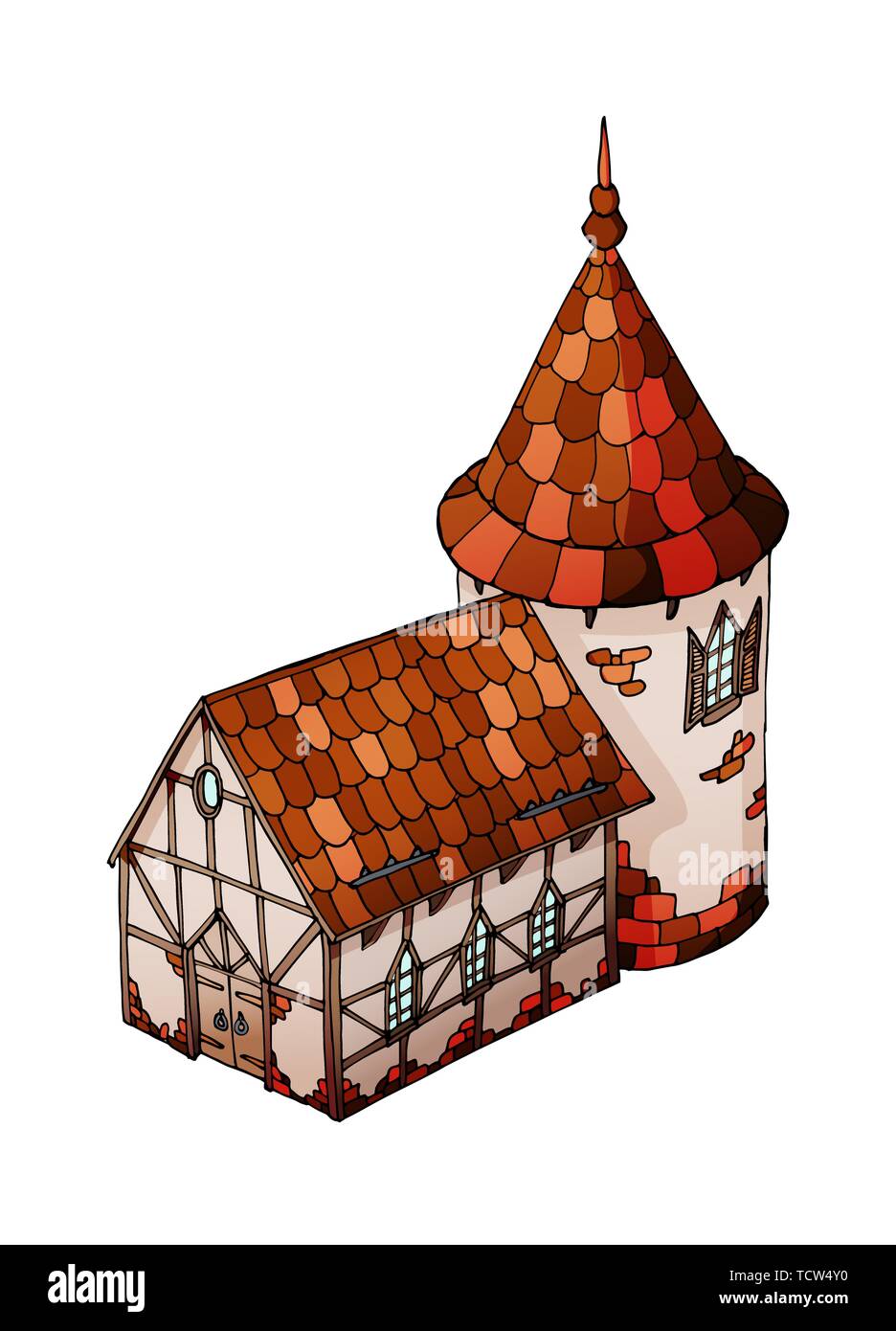 Vector isometric house. Old European house. Vector isolated object on ...