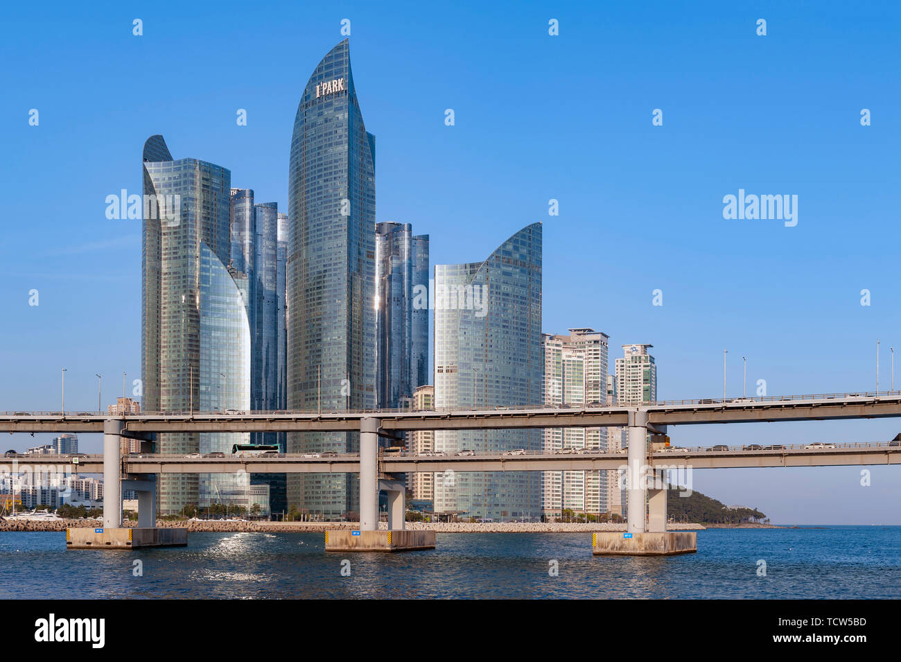 Cityscape with luxurious skyscrapers of Marine City in Haeundae ...
