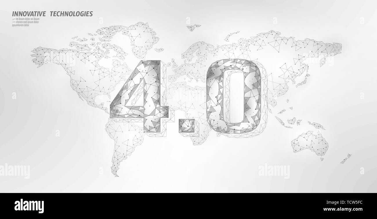 Low poly global future industrial revolution concept. Global World map ...