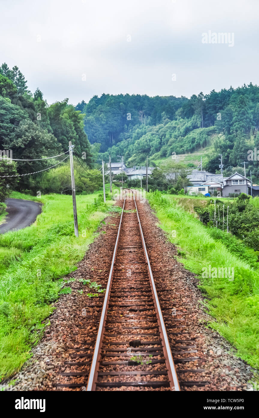 Scenery of rural railway tracks in Japan Stock Photo - Alamy