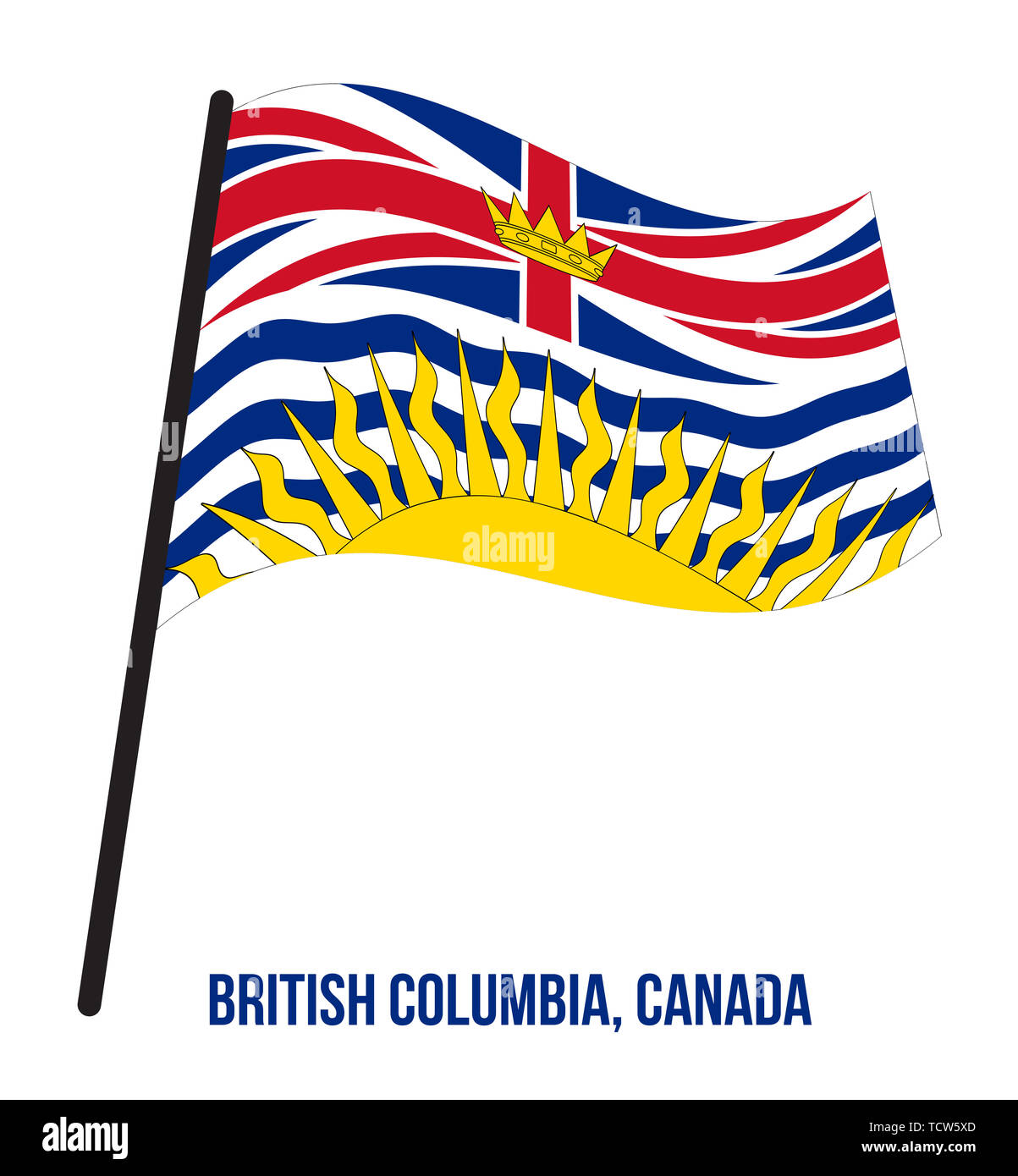 British Columbia Flag Waving Vector Illustration on White Background ...