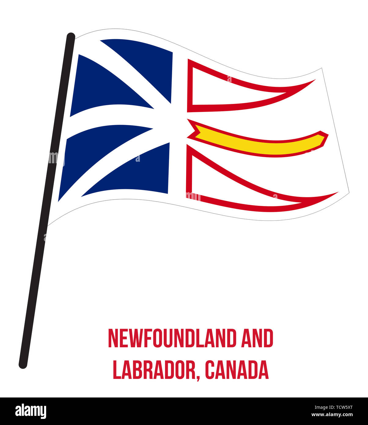 Newfoundland and Labrador Flag Waving Vector Illustration on White ...