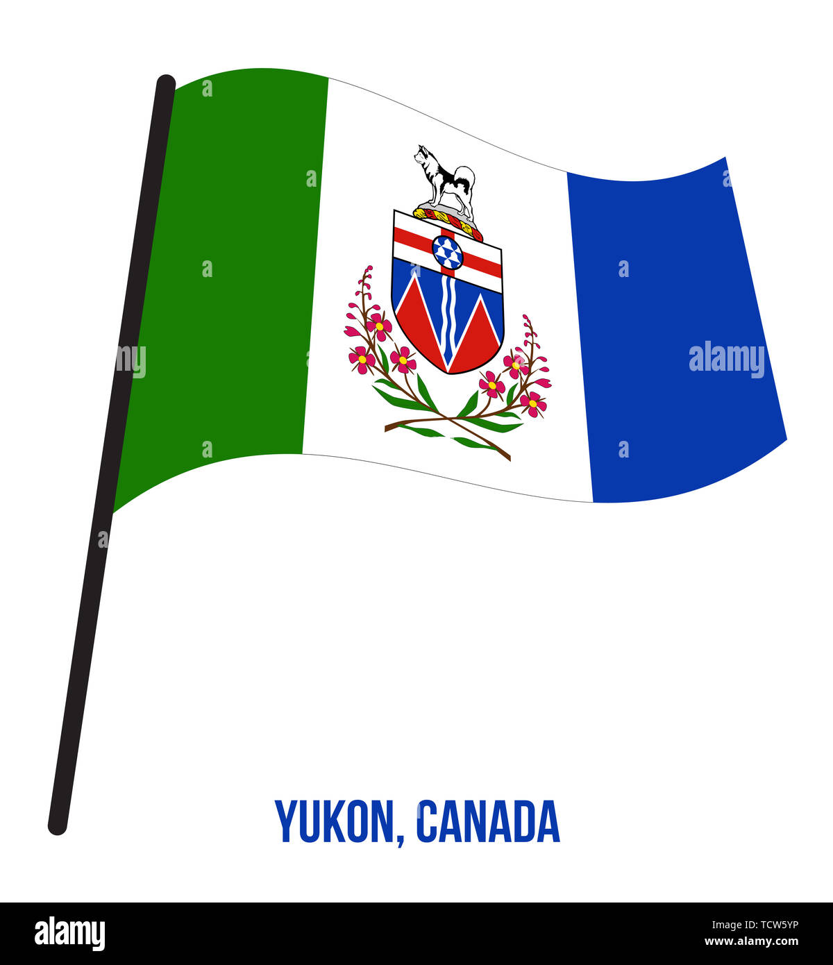 Yukon Flag Waving Vector Illustration on White Background. Territory ...