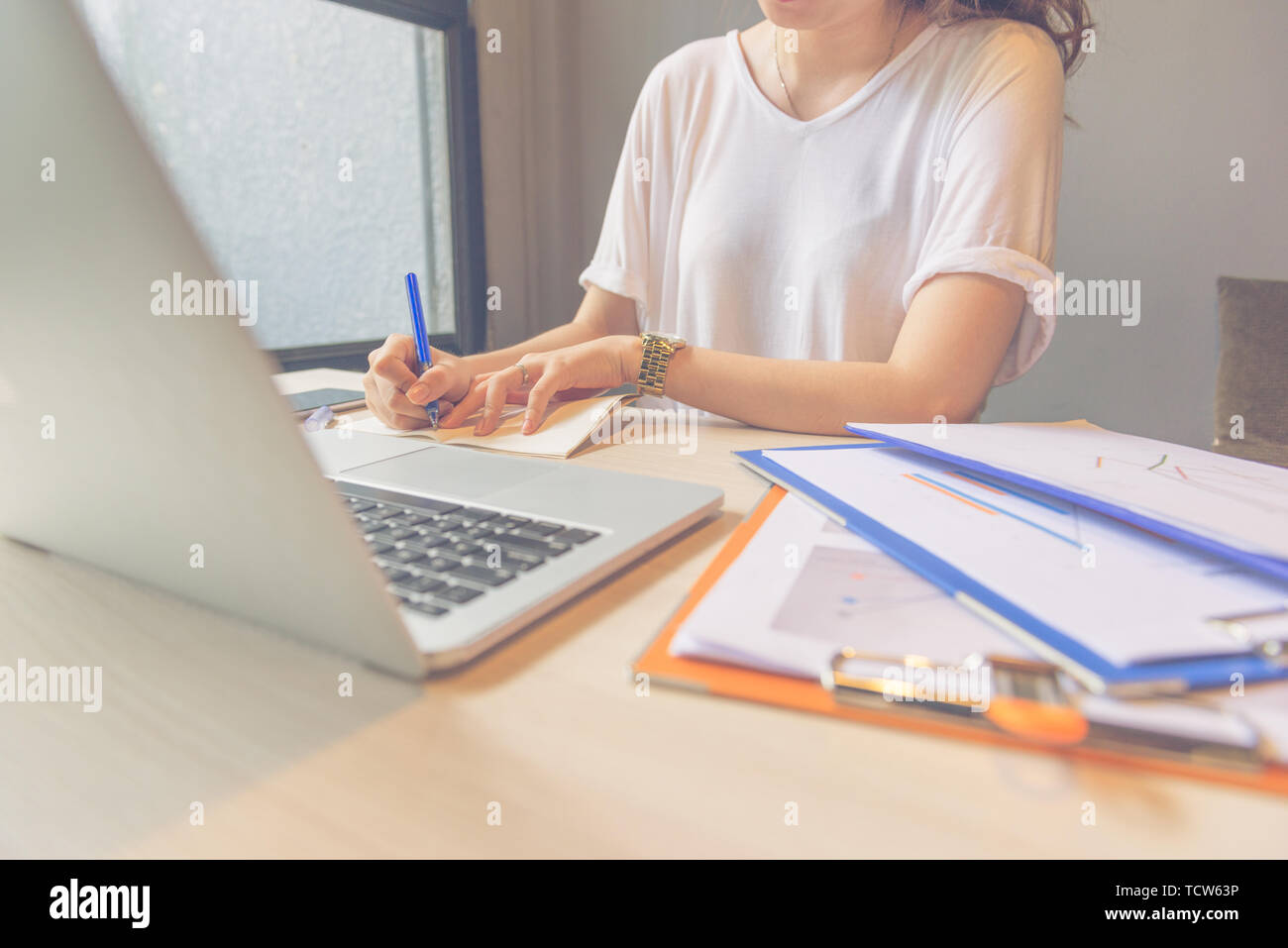 Business analyst woman writing notes hi-res stock photography and ...