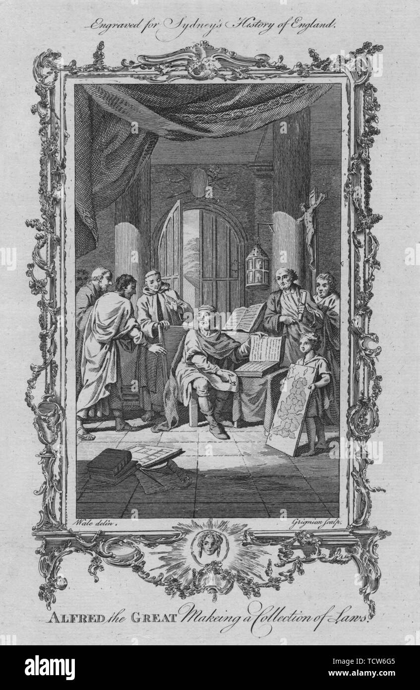 'Alfred the Great making a collection of Laws', 1773. Creator: Charles ...