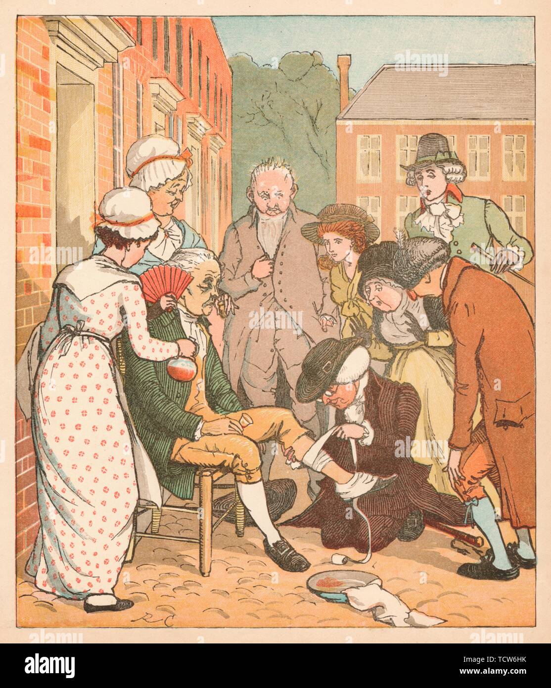 Neighbours dressing the good man of Islington's bite, c1879. Creator ...