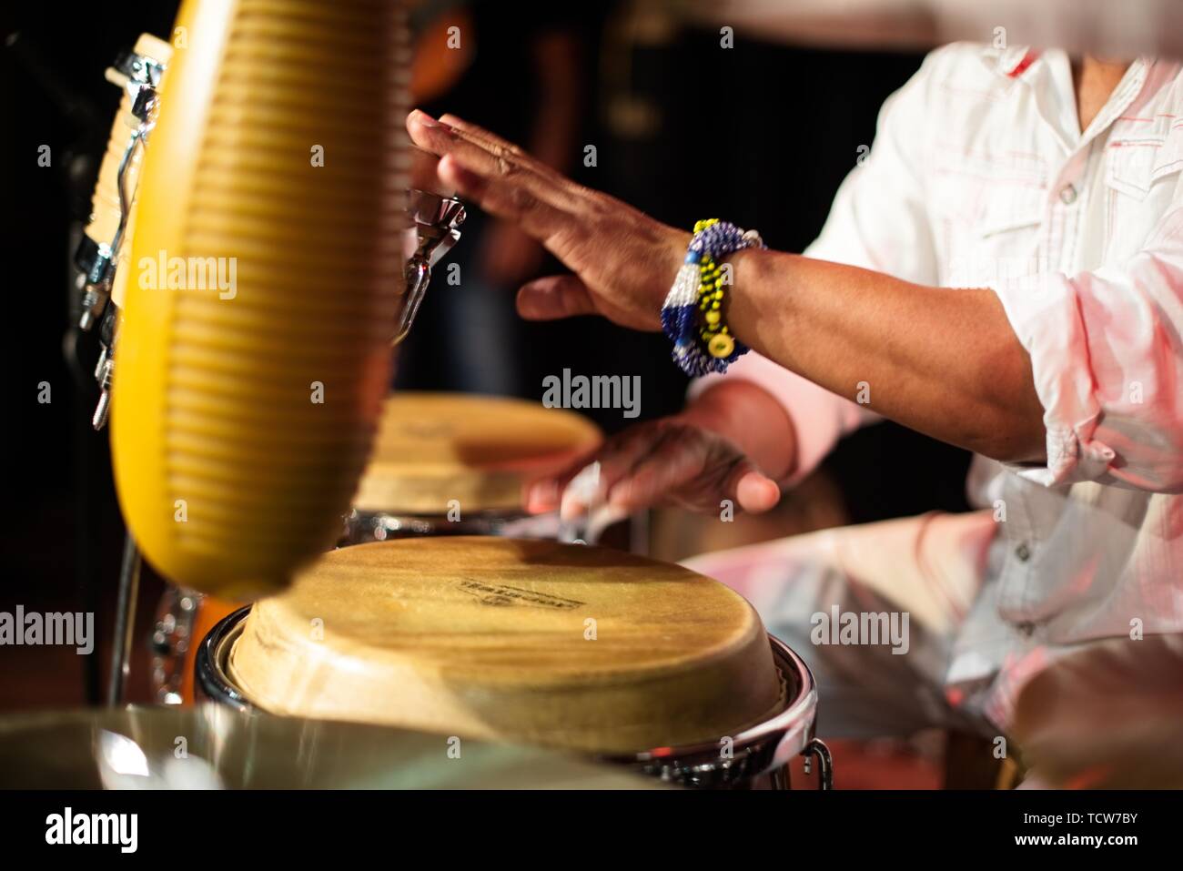 ethnic percussion musical instrument jembe and male hands Stock Photo ...
