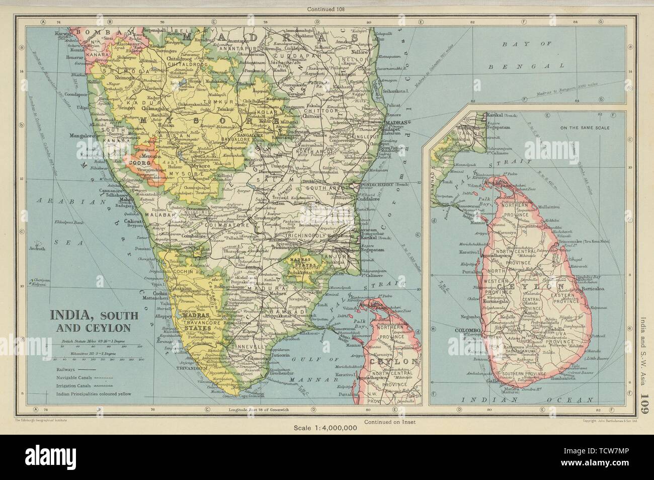 INDIA SOUTH & CEYLON (SRI LANKA) . Mysore Madras (Chennai) Kochi 1947 ...