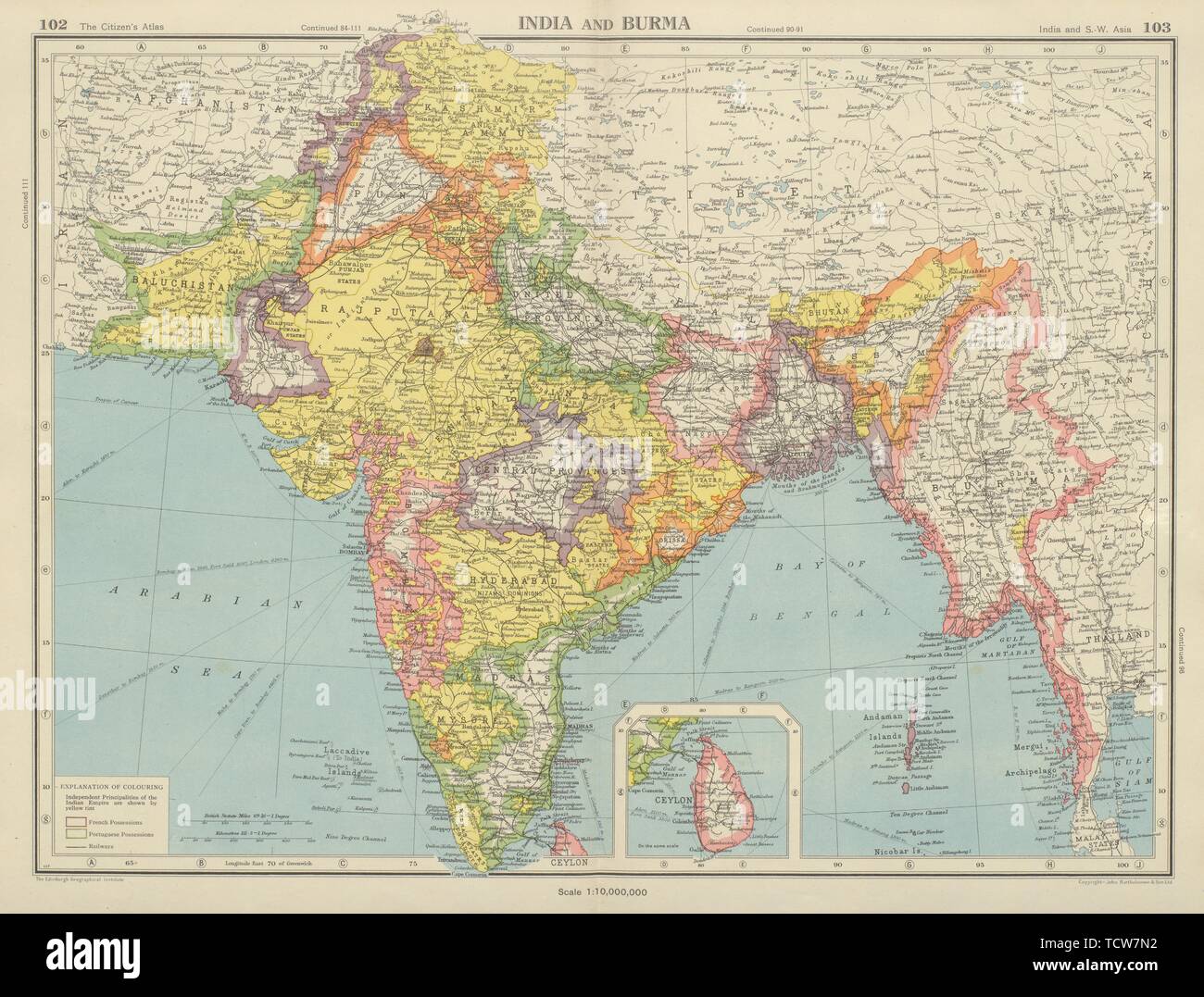BRITISH INDIA. South Asia Burma French/Portuguese enclaves. BARTHOLOMEW ...