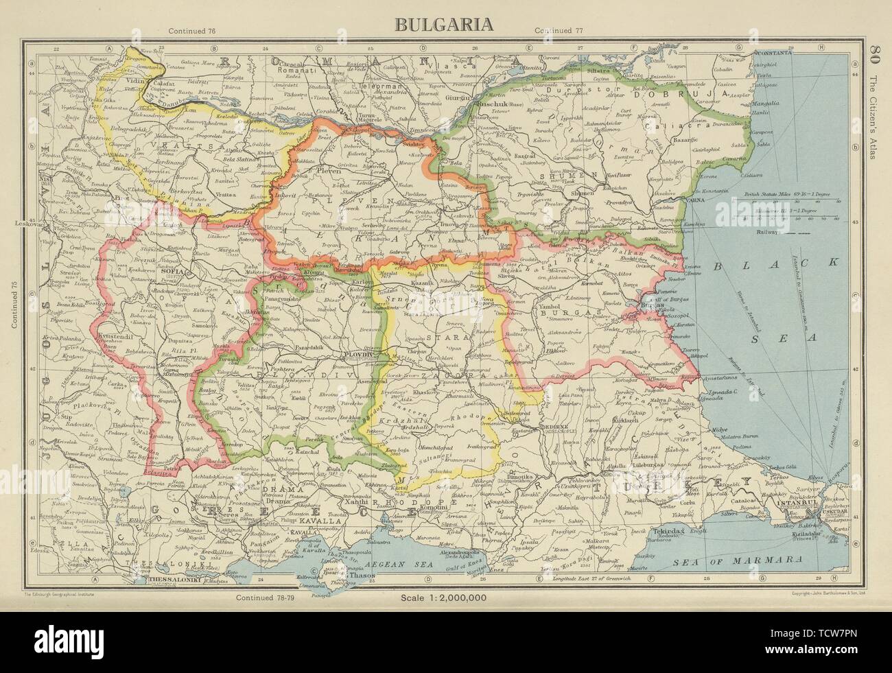 BULGARIA showing provinces. BARTHOLOMEW 1947 old vintage map plan chart ...