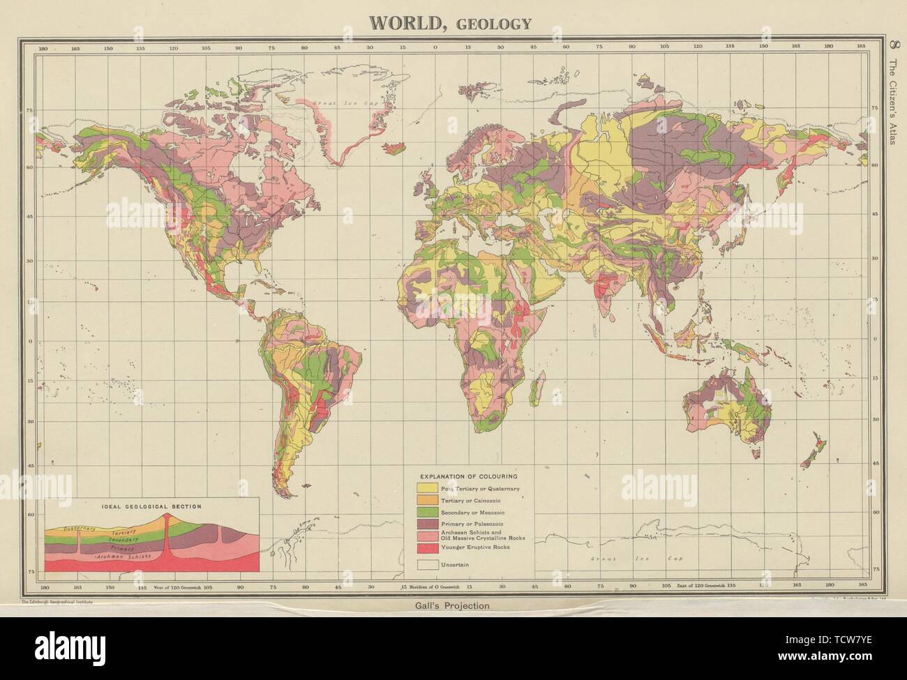 WORLD GEOLOGICAL. Geology. Primary Secondary Tertiary. BARTHOLOMEW 1947 ...