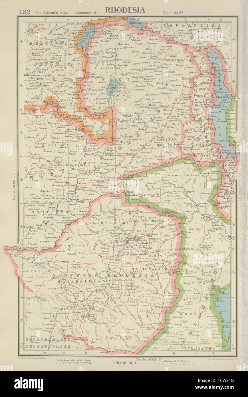 SOUTHERN & NORTHERN RHODESIA. Zimbabwe Zambia Nyasaland Malawi 1947 old ...