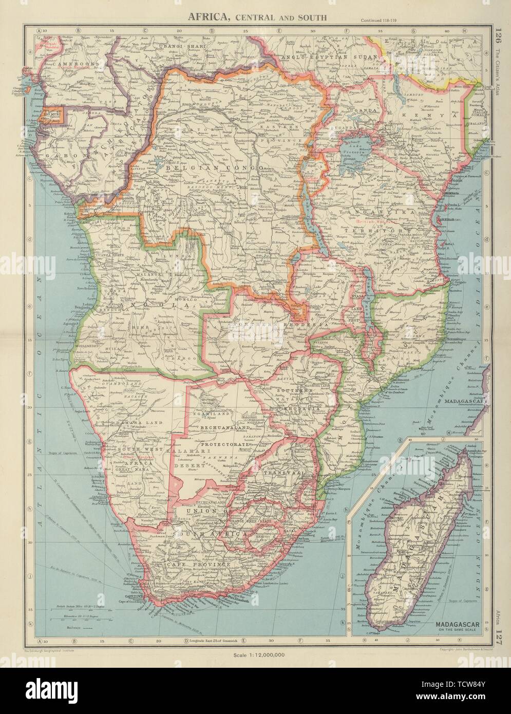 SOUTHERN AFRICA. Union Mandate Namibia. Rhodesia Tangyanika 1947 old ...