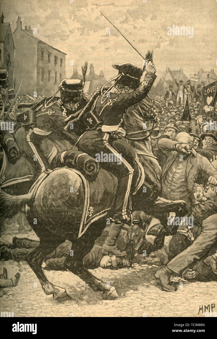 The Peterloo Massacre: hussars charging the people, Manchester, 1819 ...
