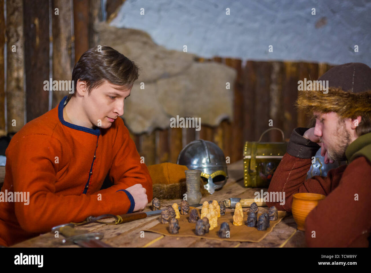 Two men playing popular strategy board game - tafl Stock Photo - Alamy