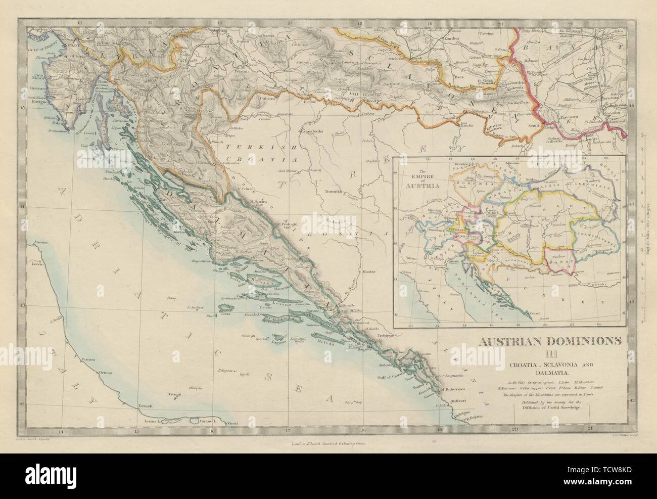 CROATIA. Dalmatia Slavonia Illyria Istria. Index map Austrian empire ...