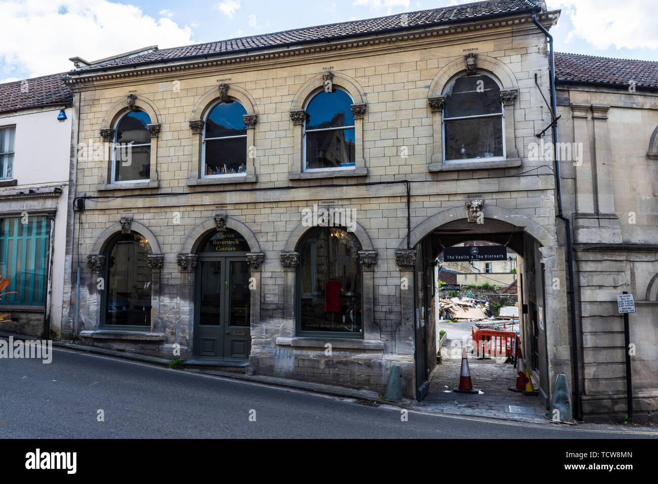 A view of 24 Silver street Bradford on Avon with its keystones carved ...