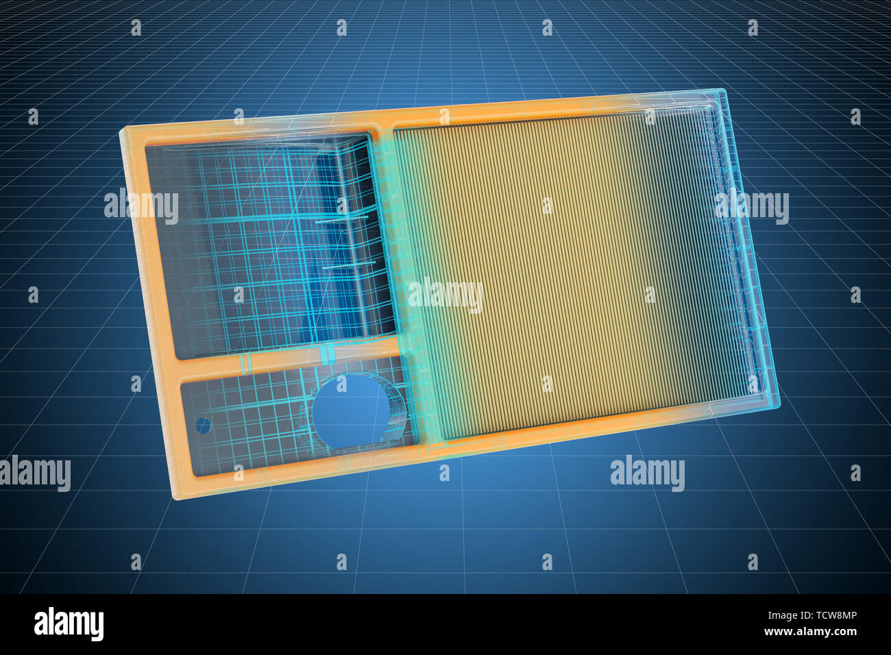 Visualization 3d cad model of air filter, blueprint. 3D rendering Stock ...