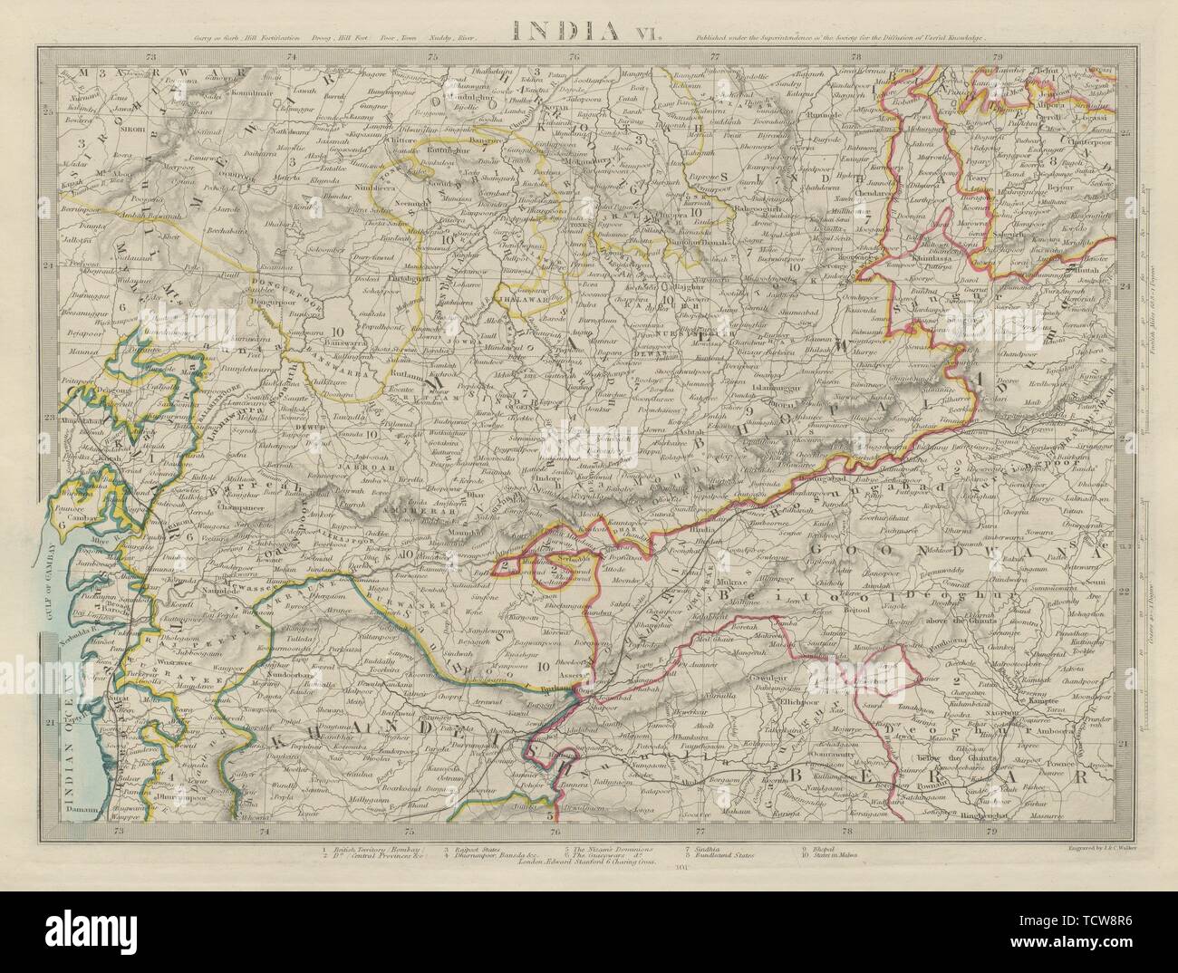INDIA Madhya Pradesh Gujarat Malwa Khandeish Goondwana Bhopal SDUK 1874 ...