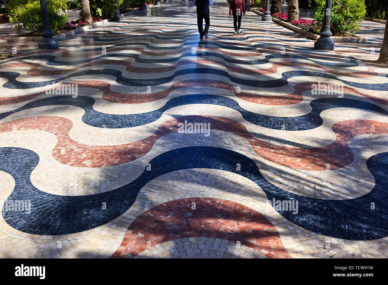 3D effect of wavy tiled paving along the Palm lined Esplanade in ...