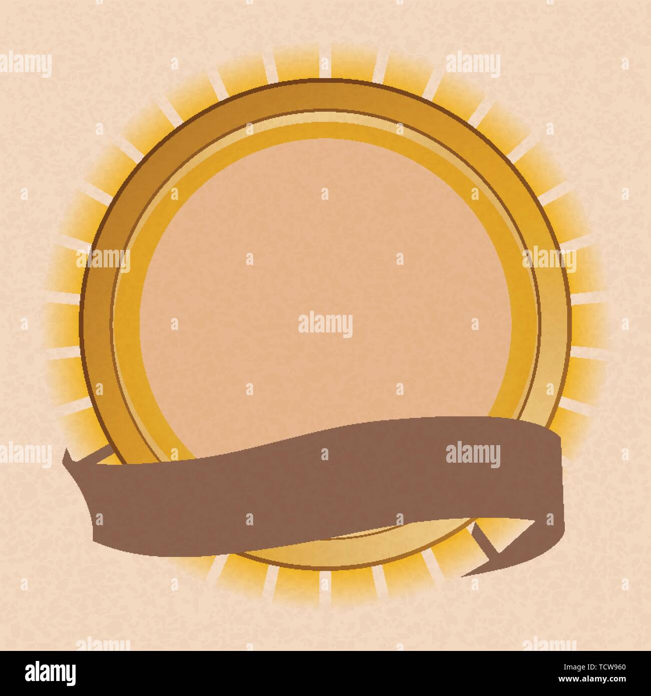 Sun Shield Circular Summer Border Copy Space With Blank Brown Banner ...