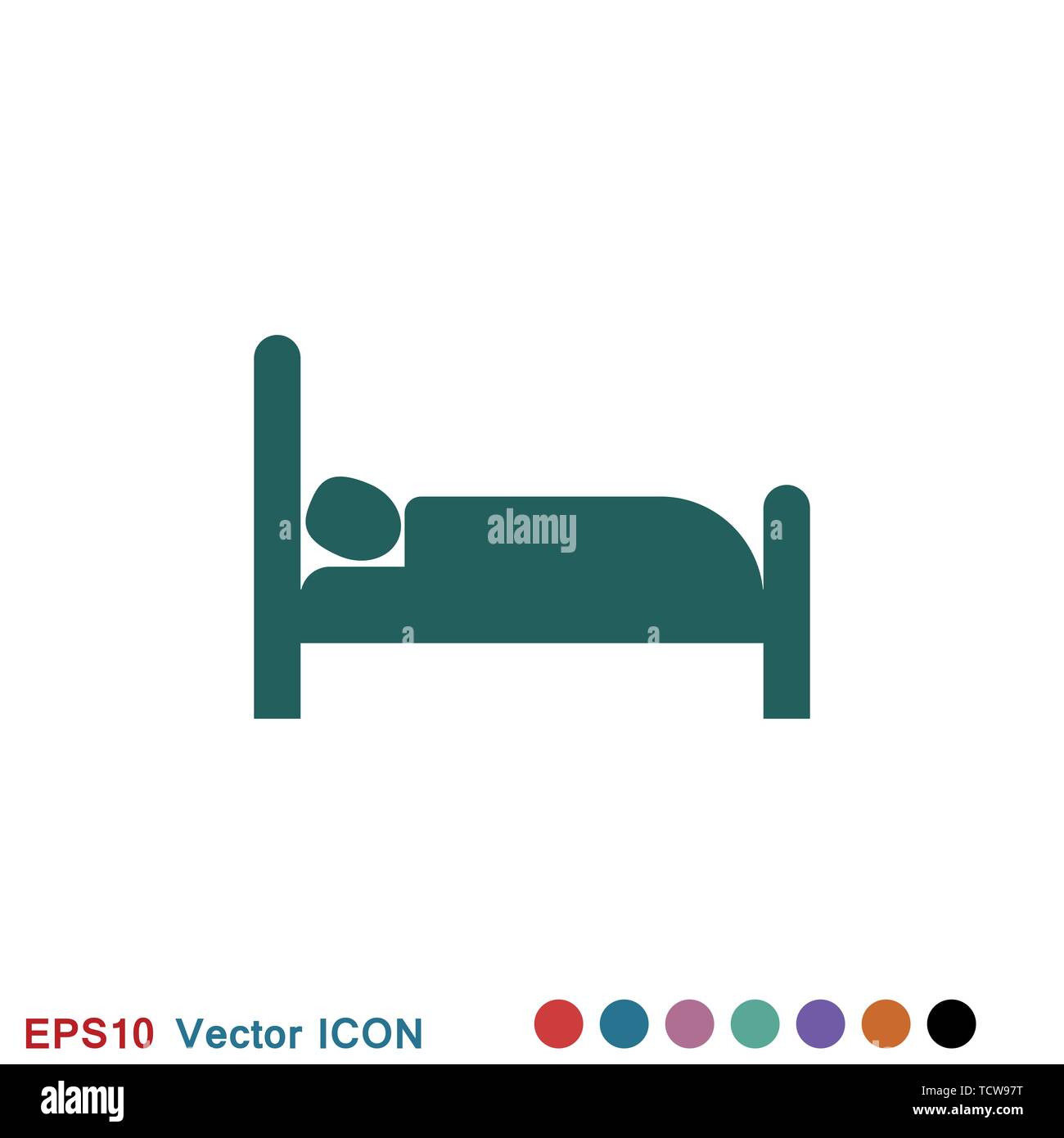 Bed Icon vector. Simple flat symbol. Black pictogram illustration on ...