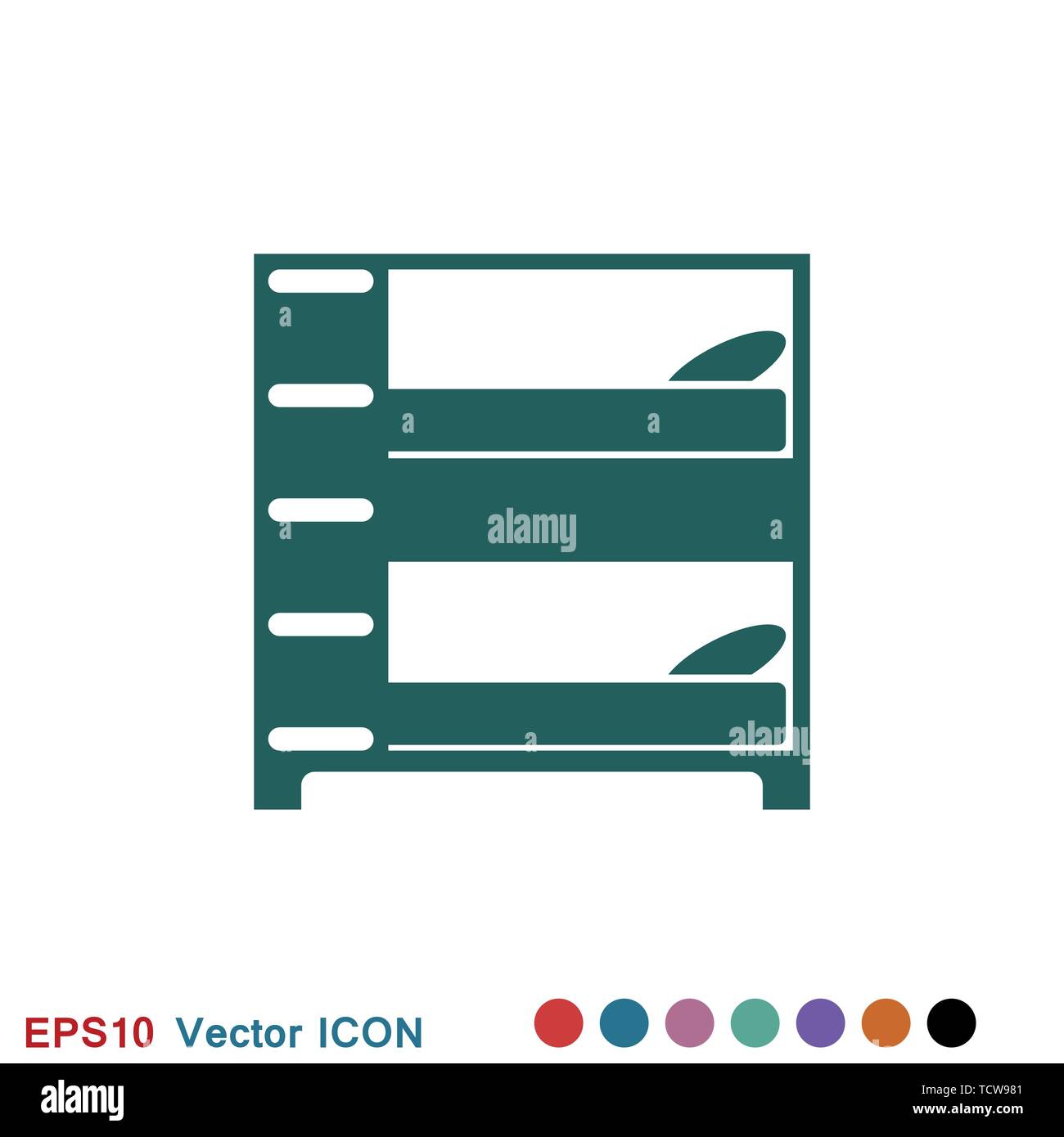 Bed Icon vector. Simple flat symbol. Black pictogram illustration on ...
