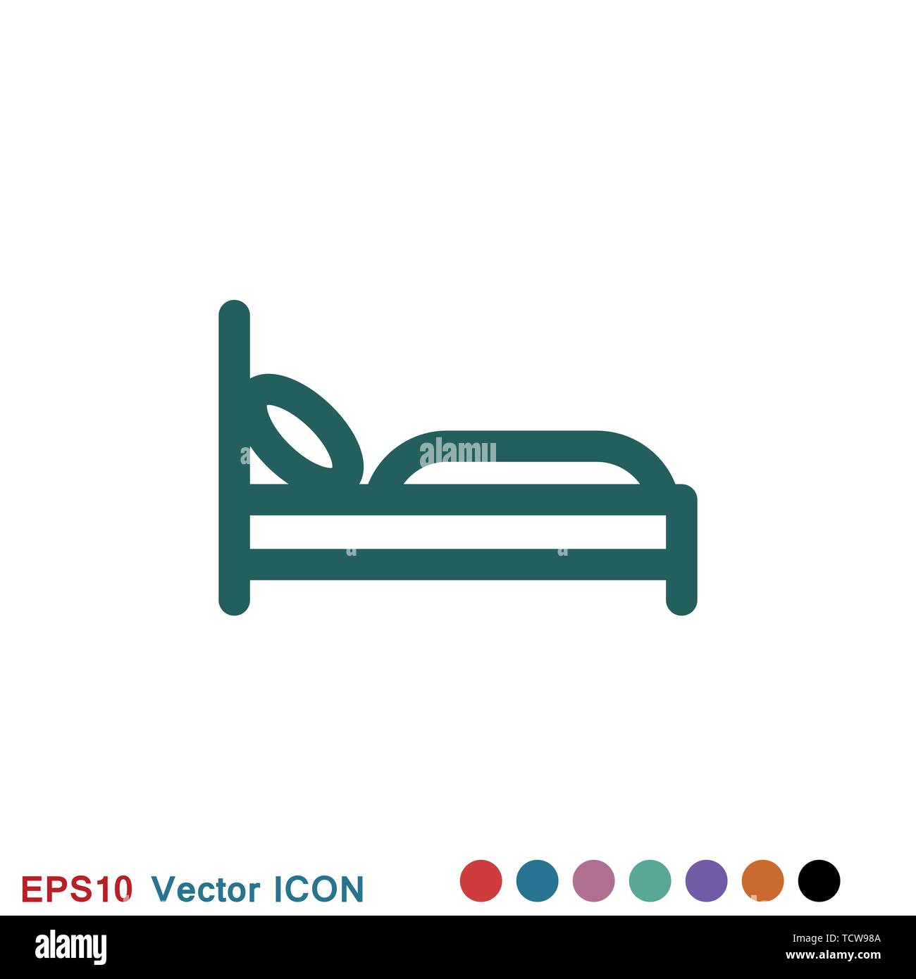 Bed Icon vector. Simple flat symbol. Black pictogram illustration on ...