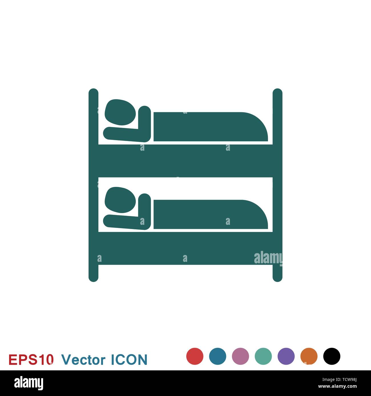 Bed Icon vector. Simple flat symbol. Black pictogram illustration on ...