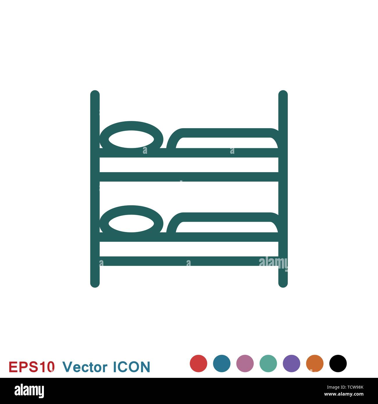 Bed Icon vector. Simple flat symbol. Black pictogram illustration on ...