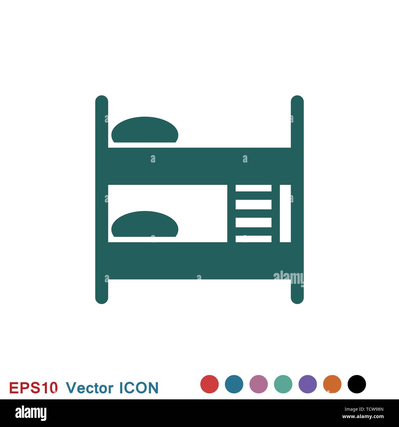 Bed Icon vector. Simple flat symbol. Black pictogram illustration on ...