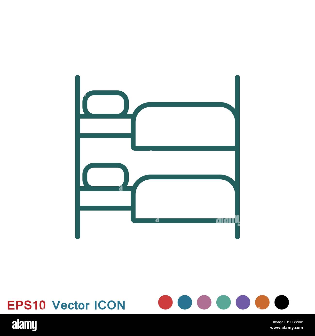 Bed Icon vector. Simple flat symbol. Black pictogram illustration on ...