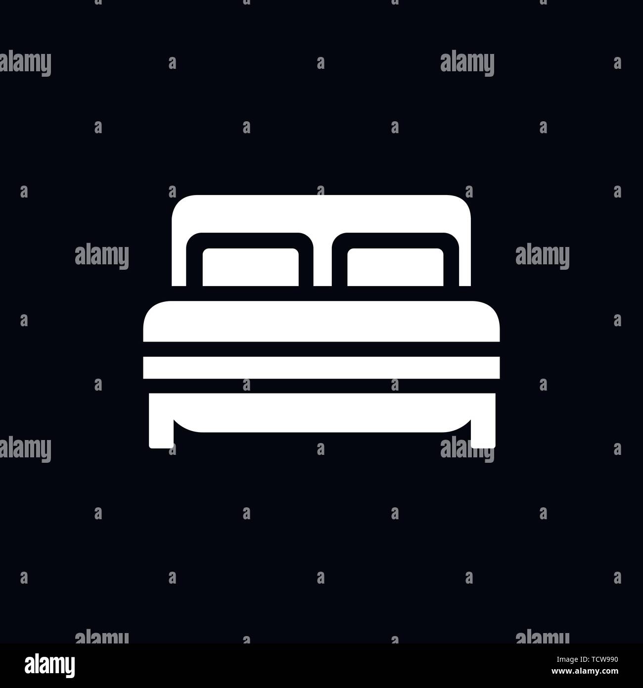 Bed Icon vector. Simple flat symbol. Black pictogram illustration on ...