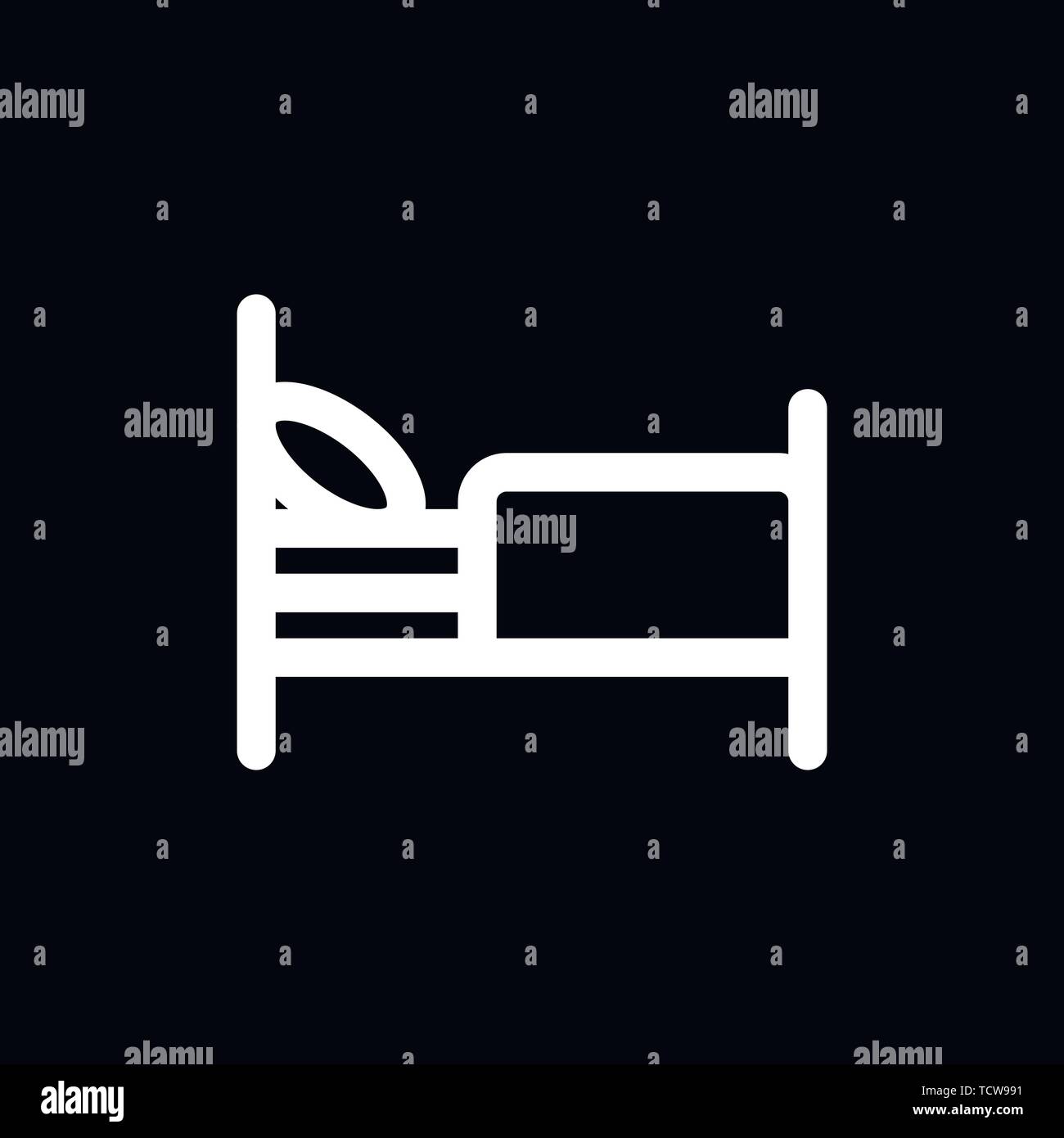Bed Icon vector. Simple flat symbol. Black pictogram illustration on ...