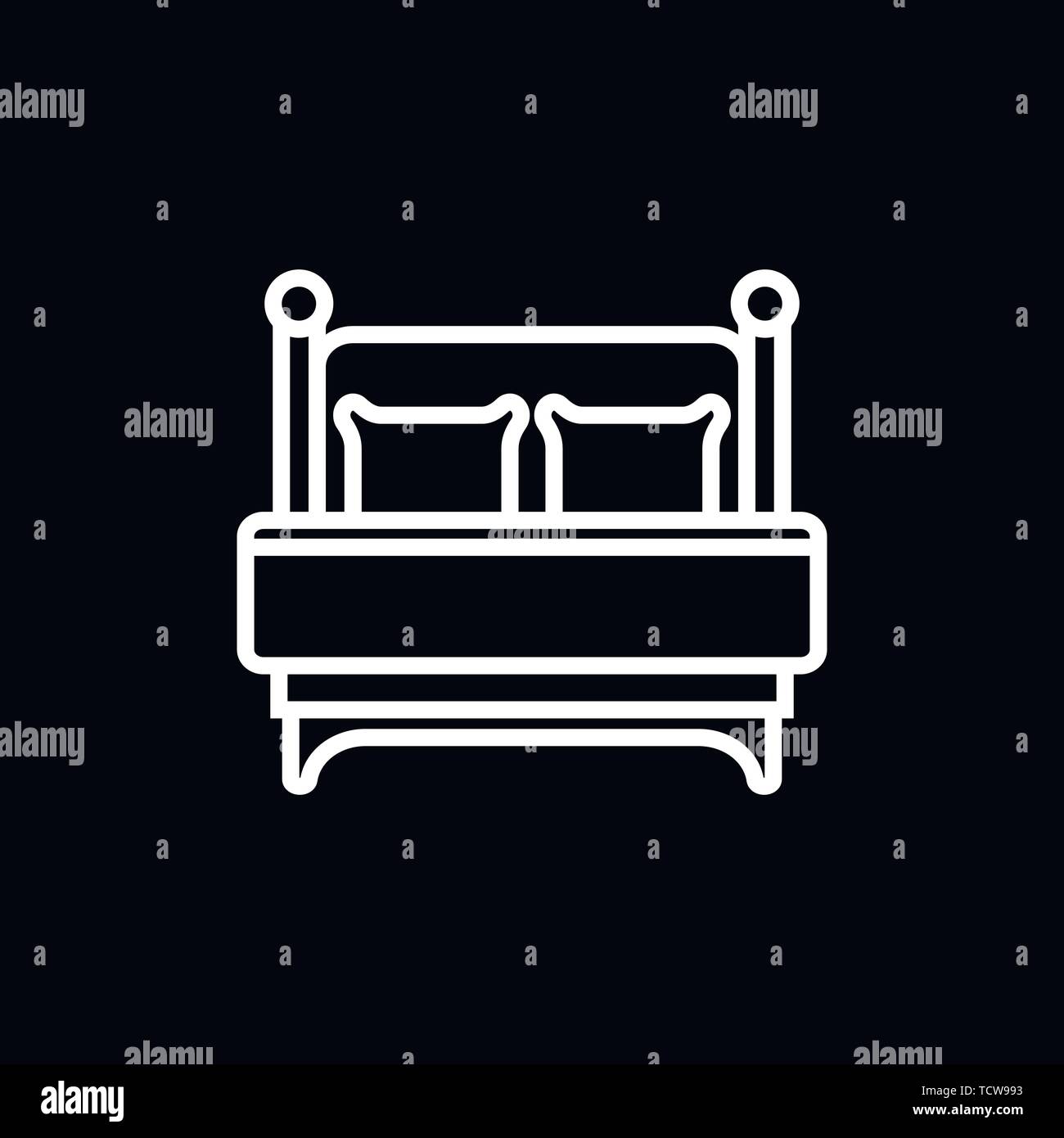 Bed Icon vector. Simple flat symbol. Black pictogram illustration on ...