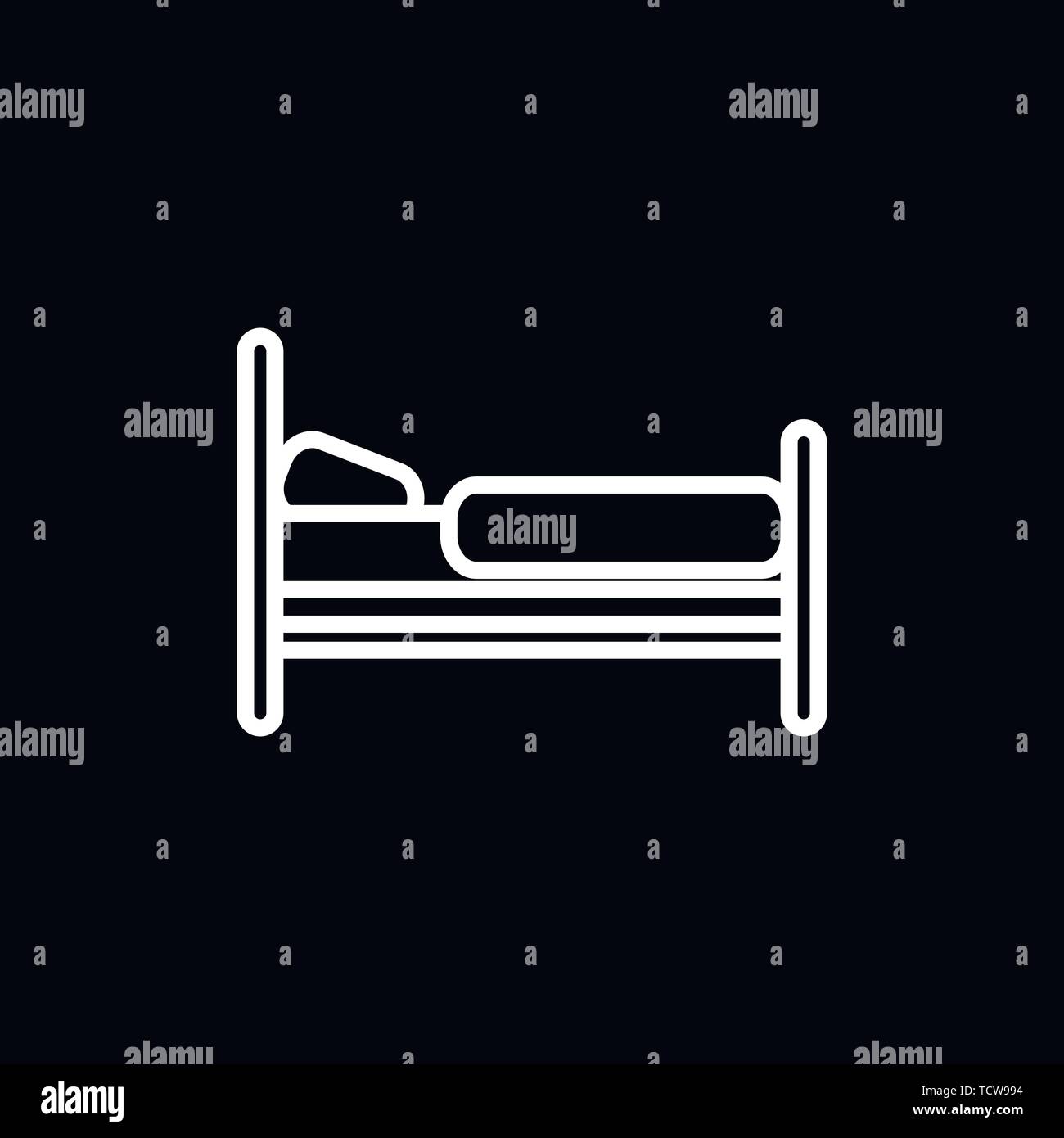 Bed Icon vector. Simple flat symbol. Black pictogram illustration on ...