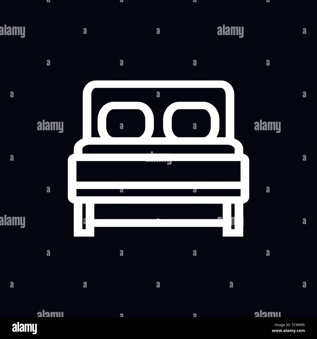 Bed Icon vector. Simple flat symbol. Black pictogram illustration on ...