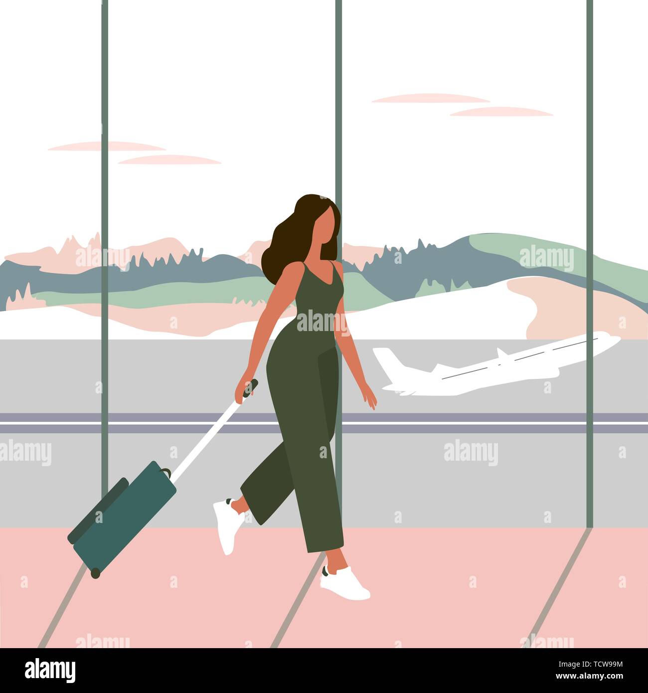 Airport plane window view Stock Vector Images - Alamy