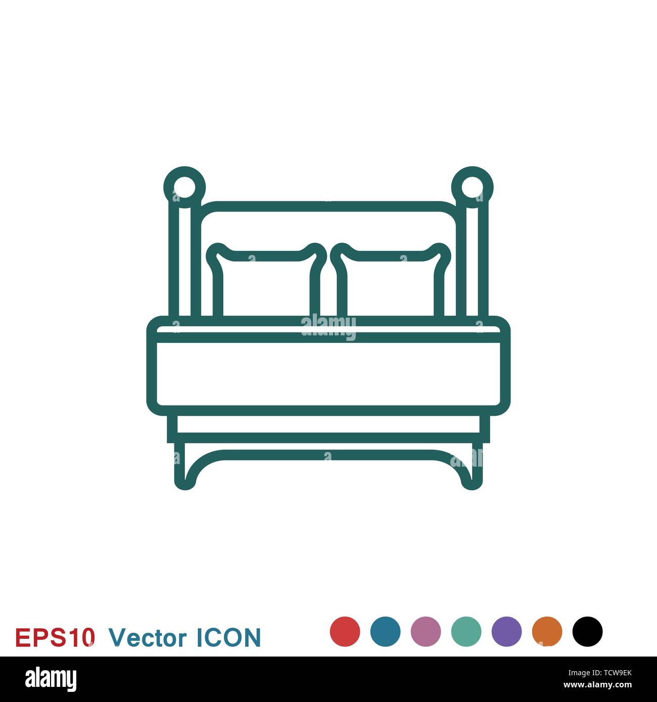 Bed Icon vector. Simple flat symbol. Black pictogram illustration on ...