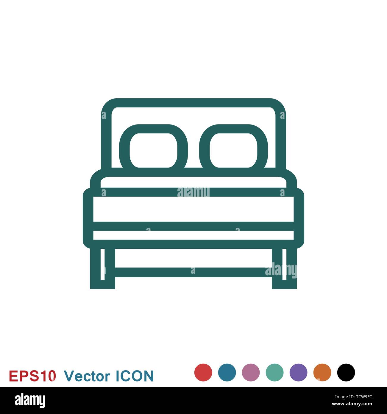 Bed Icon vector. Simple flat symbol. Black pictogram illustration on ...