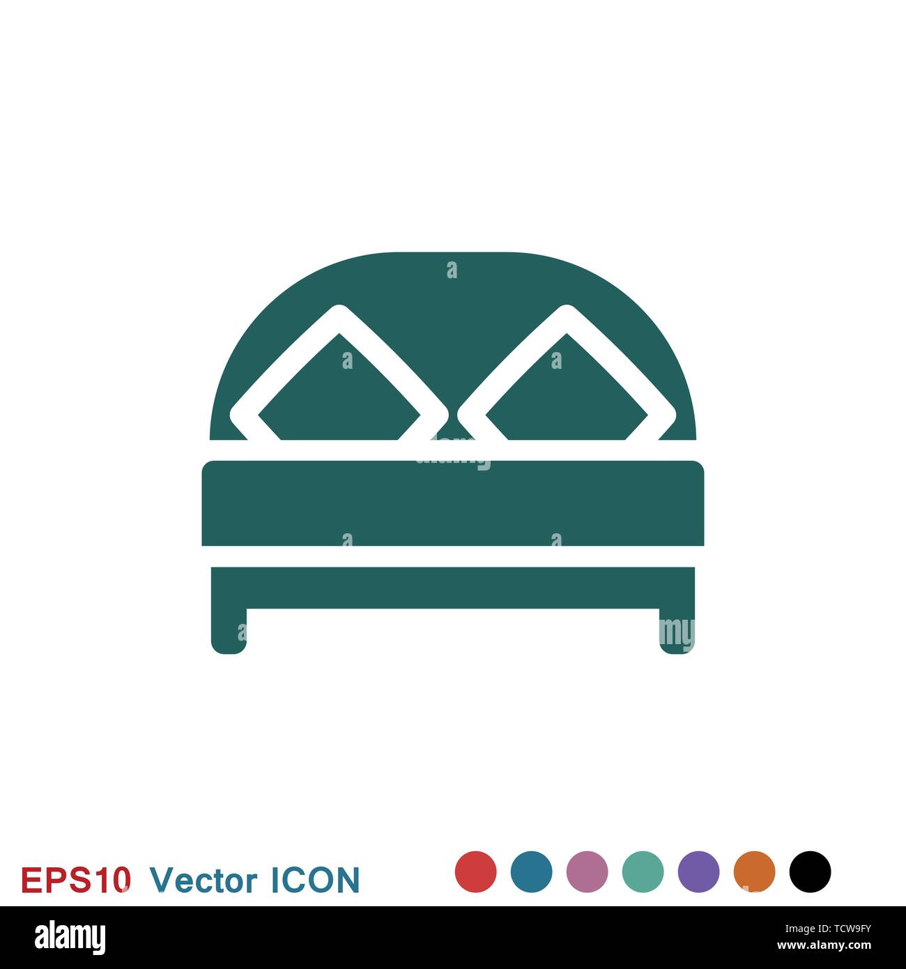 Bed Icon vector. Simple flat symbol. Black pictogram illustration on ...